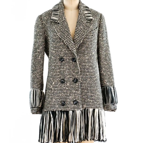 Fendi | Jackets & Coats | Vintage Fendi Yarn Fringed Tweed Jacket Size ...